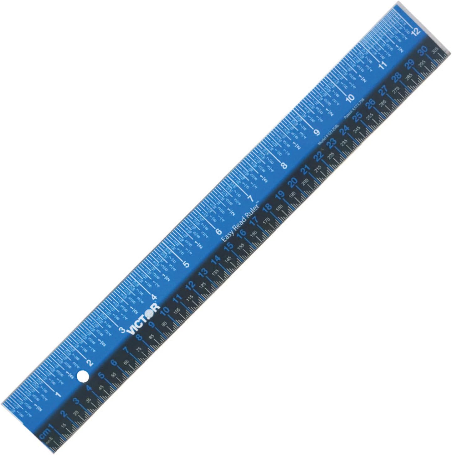 Victor Easy Read Stainless Steel Ruler, Standard/Metric, 12" Long, Blue ...