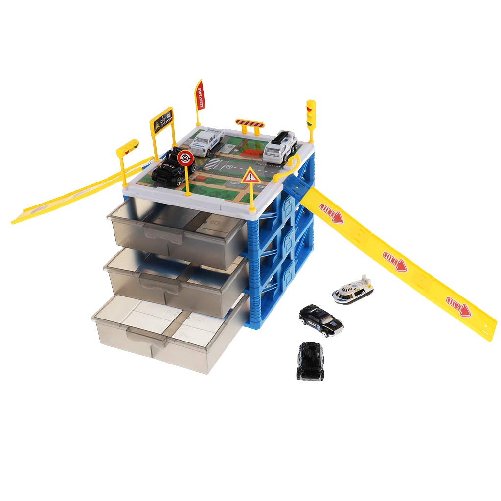 FLAWISH Mini Parking Lot Building Play Set Toy Garage Car Storage Box ...