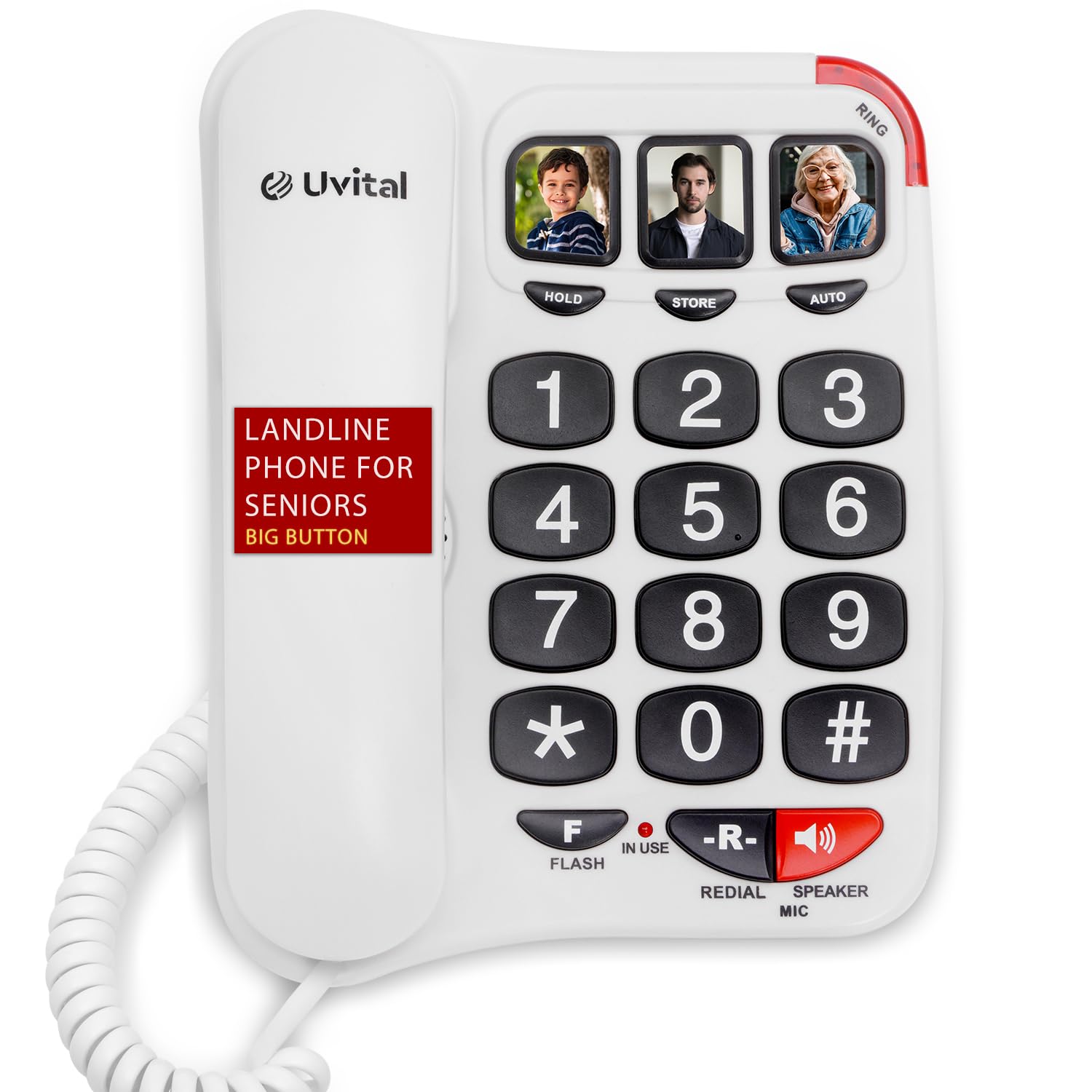 Uvital Big Button Phone for Seniors- Amplified Ringer with Loud Speaker ...