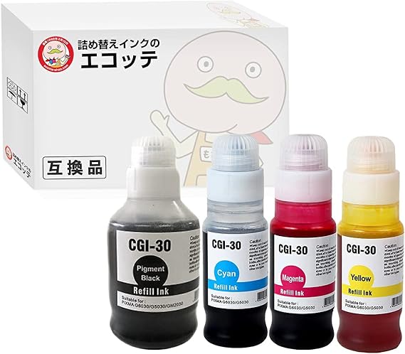 Amazon.co.jp: 【エコッテ】 キャノンプリンターインク GI-31 GI-30 互換 インク 4色セット 【BK 170ml C/M/Y 各70ml】 対応： Canon ...
