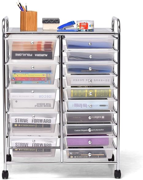 Rolling Storage Cabinet Cart, 15-Drawer Storage Shelves Scrapbook Paper ...