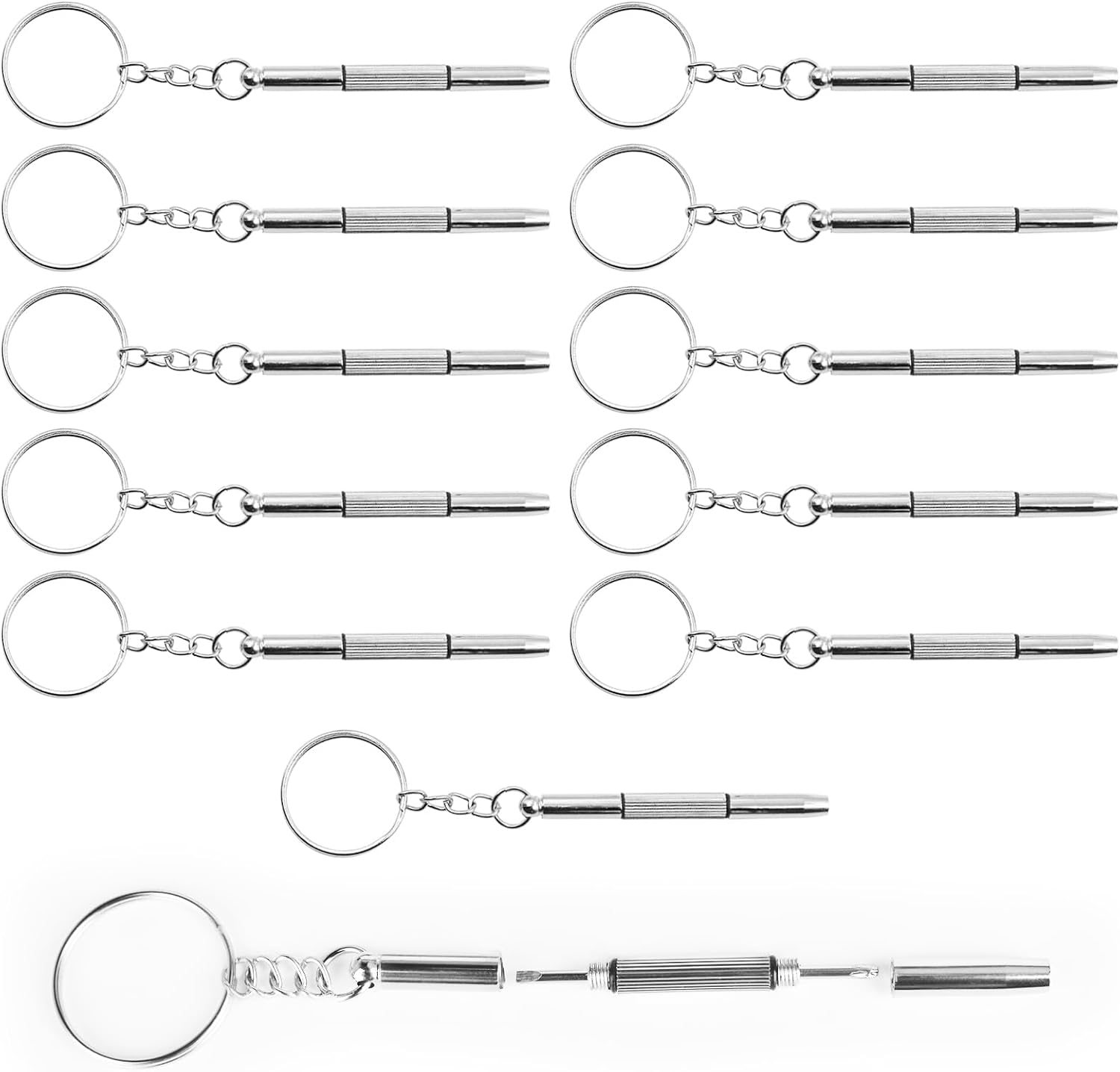 12 Pcs Keychain Eyeglass Screwdriver 3 in 1 Screwdriver Key Steel ...