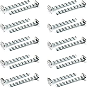 Amazon.com: POWERTEC Paquete de 20 pernos de riel en T de 1/4"-20 para pista en T, pernos de ...