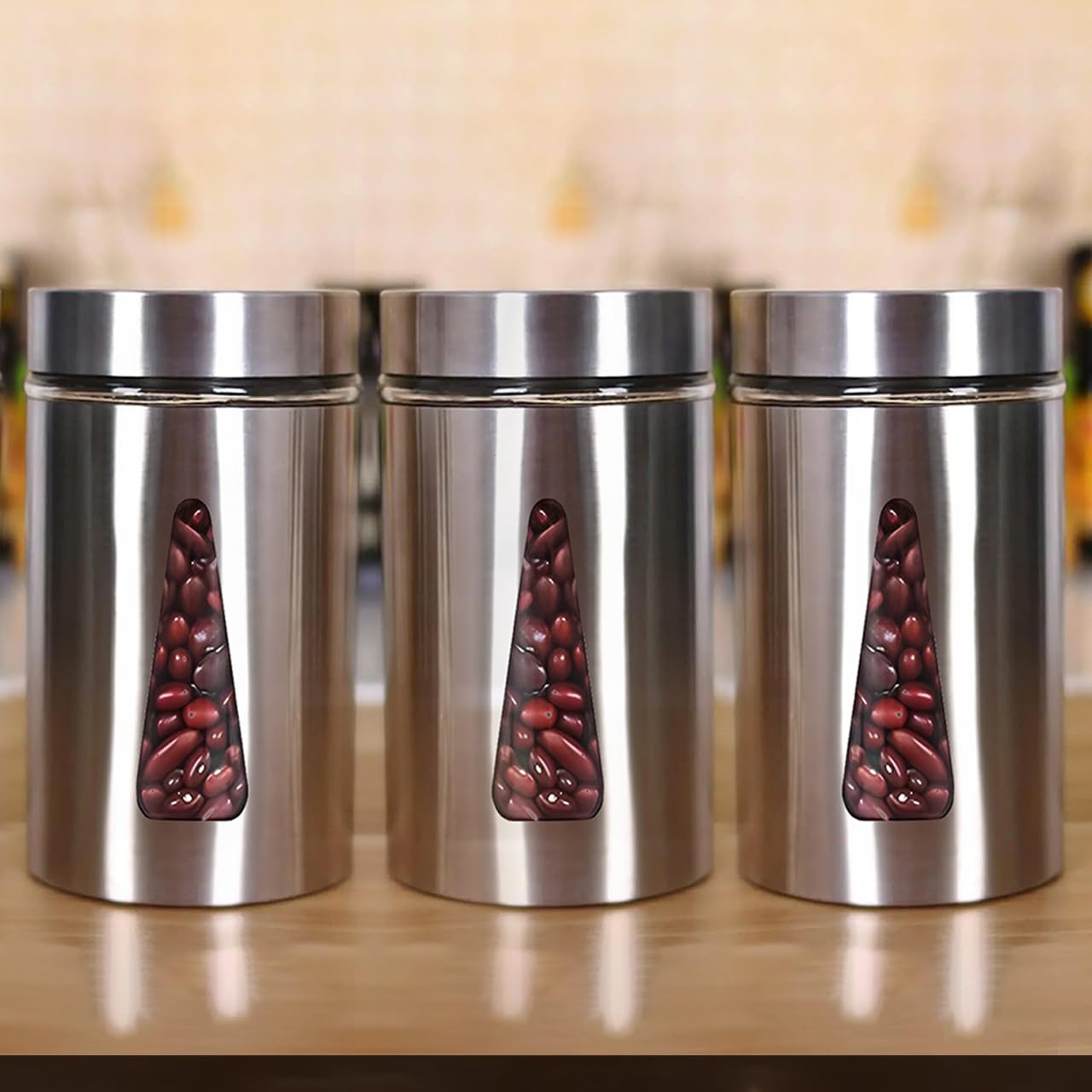 Buy Femora Kitchen Storage Jars Steel Finish With See Through Window ...