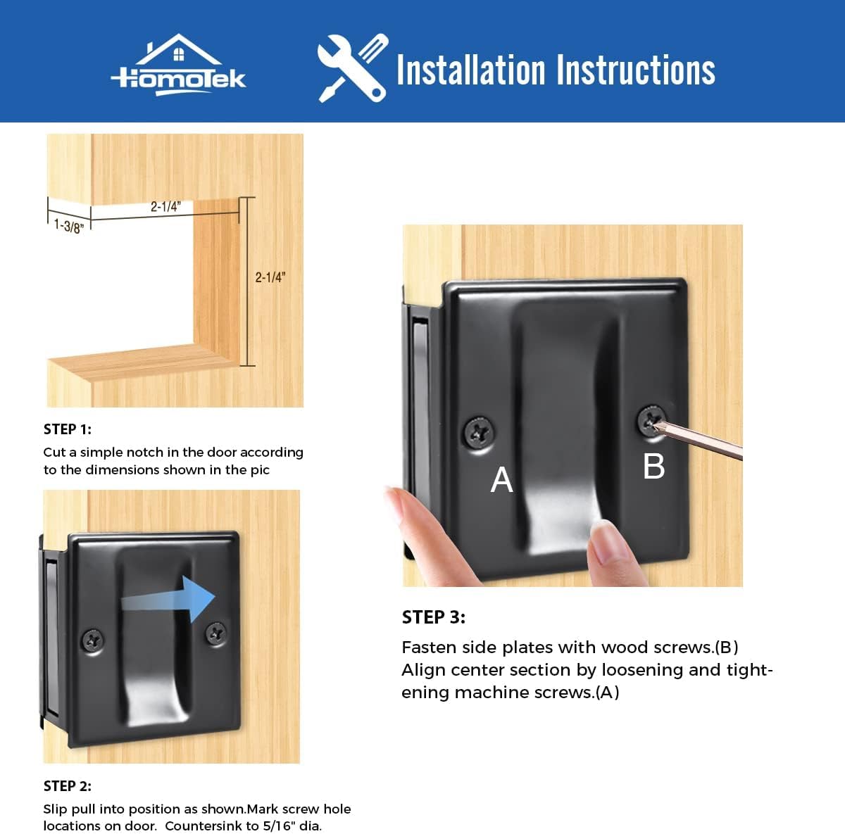 Snapklik.com : HOMOTEK 4 Pack Privacy Pocket Door Pull Without Switch ...