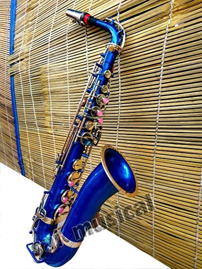 SM'SAI MUSICAL Saxophone Brass Finish Blue Color Nice Looking Eb with ...