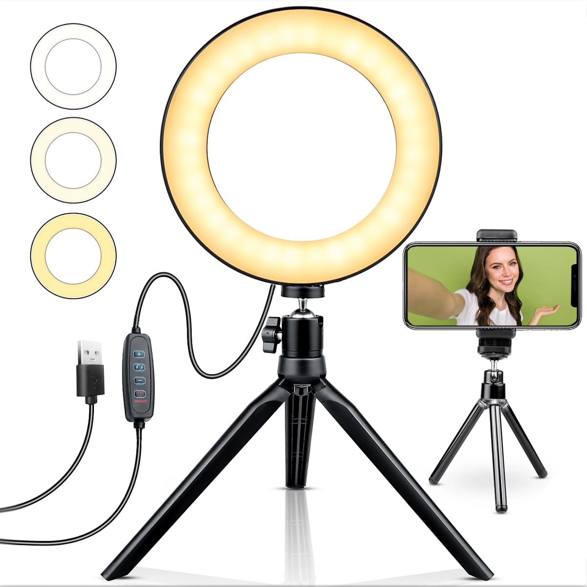 Amazon.com : 6" Ring Light with Stand & Phone Tripod 11 Brightness ...