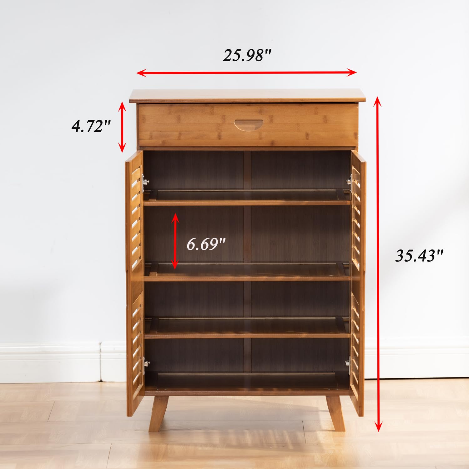 latifolia Shoe Cabinet, Vintage Shoe Storage Cabinet with 2 Doors, 5 ...