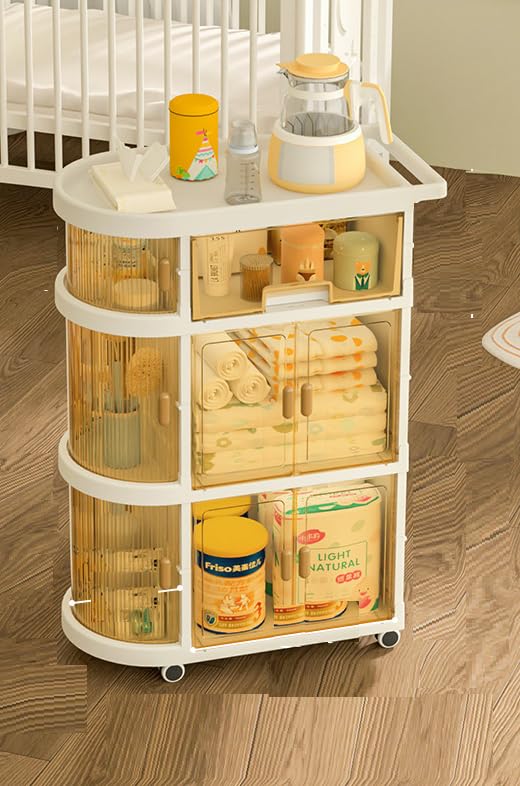 4 Tiers Multi-Functional Storage Cart Baby Cart Organizer Diaper Caddy ...