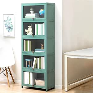 Amazon.com: KWOKING Contemporary Green Barrister Bookcase Bamboo ...