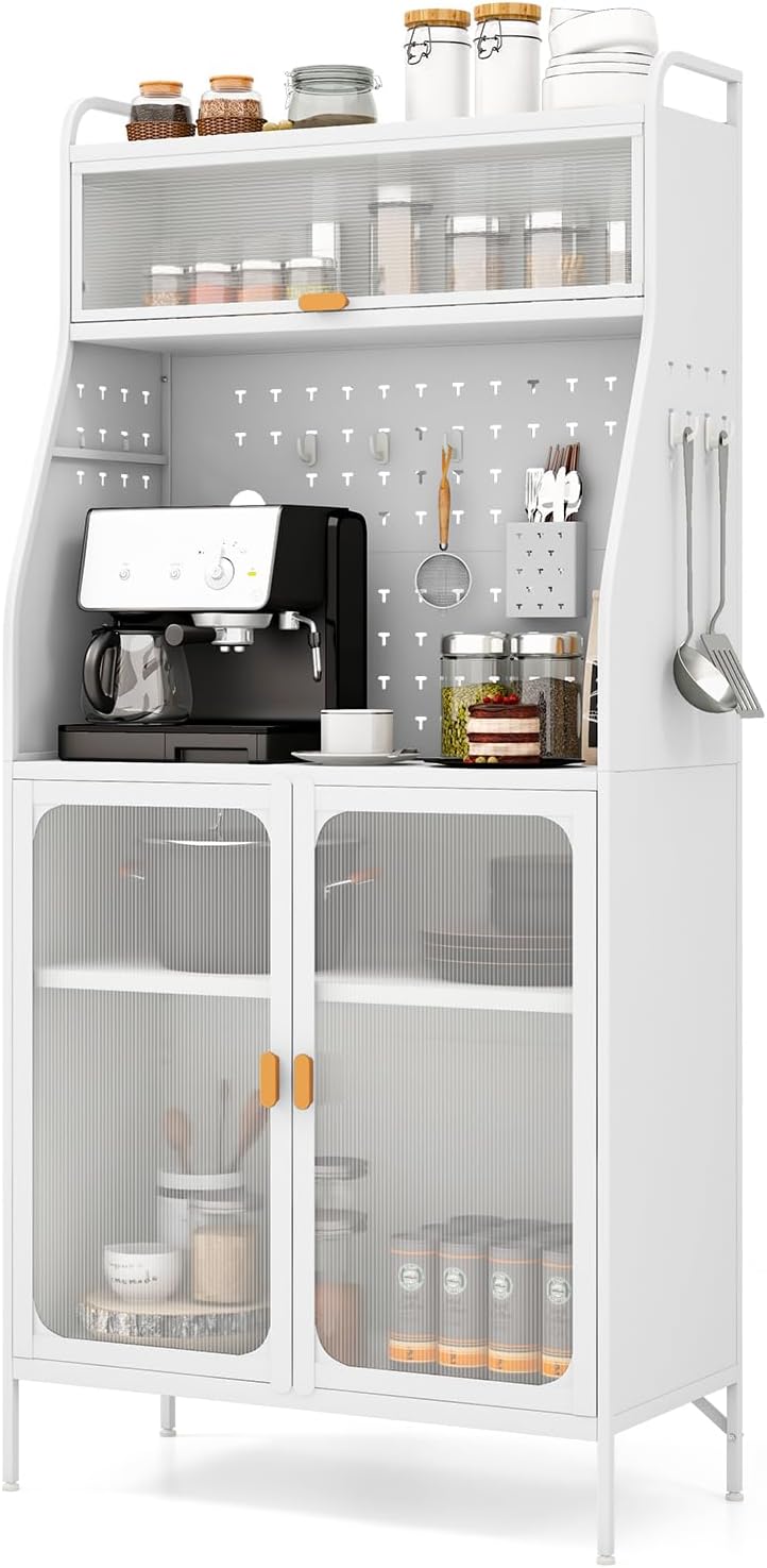 COSTWAY Kitchen Pantry Cupboard, Storage Cabinet Sideboard with Flip ...
