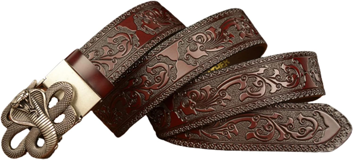Amazon.com: YOPADO Men Animal Belts Western 3D-Print Snake Automatic ...
