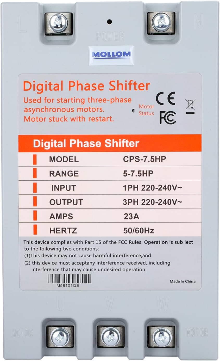Amazon.com : MOLLOM 3 Phase Converter, Digital Phase Shift 5.5KW 7.5HP ...