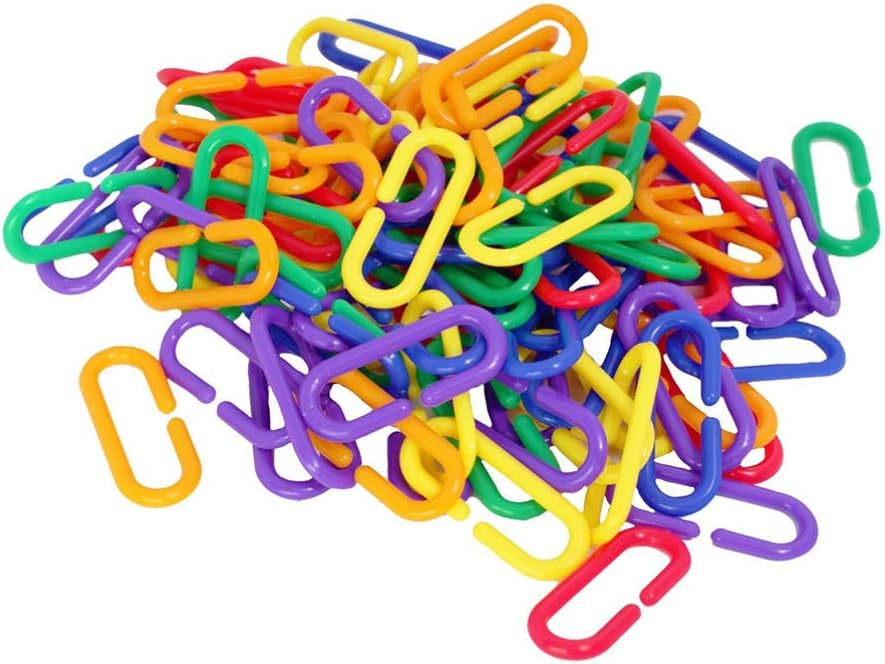 Esme 100 Pieces Plastic C-Clips Hooks Chain Links Rainbow C-Links ...
