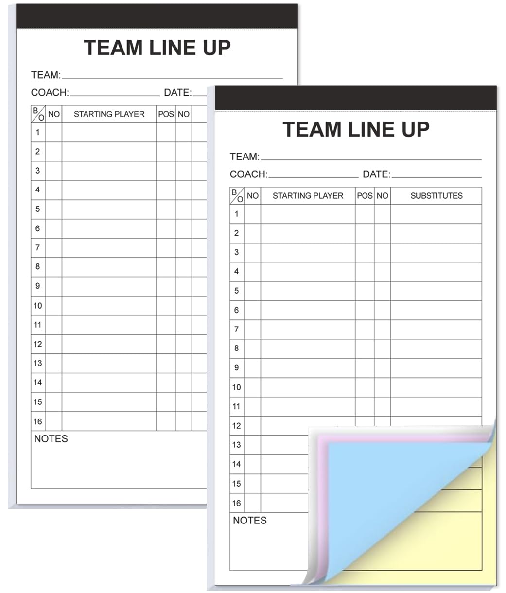 Snapklik.com : (2-Pack) Baseball/Softball Lineup Cards, 4 Part ...