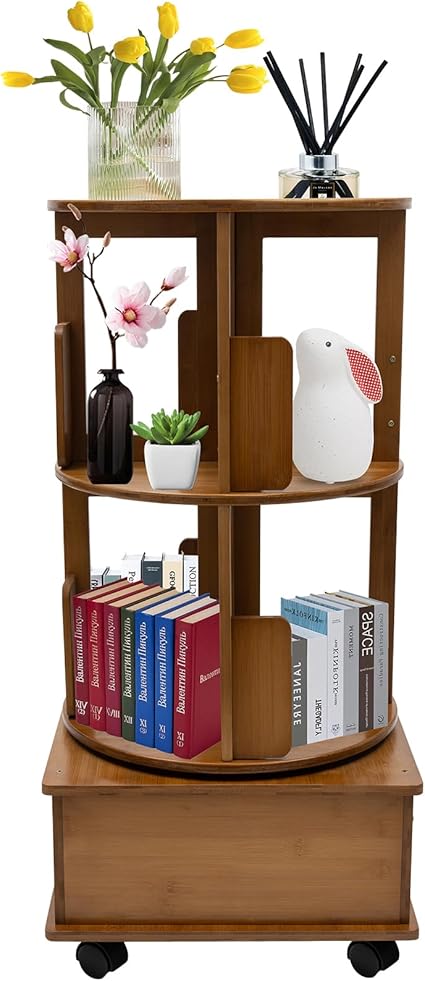 Amazon.com: 360° Rotating End Table with Drawers, Multi Storage Table ...