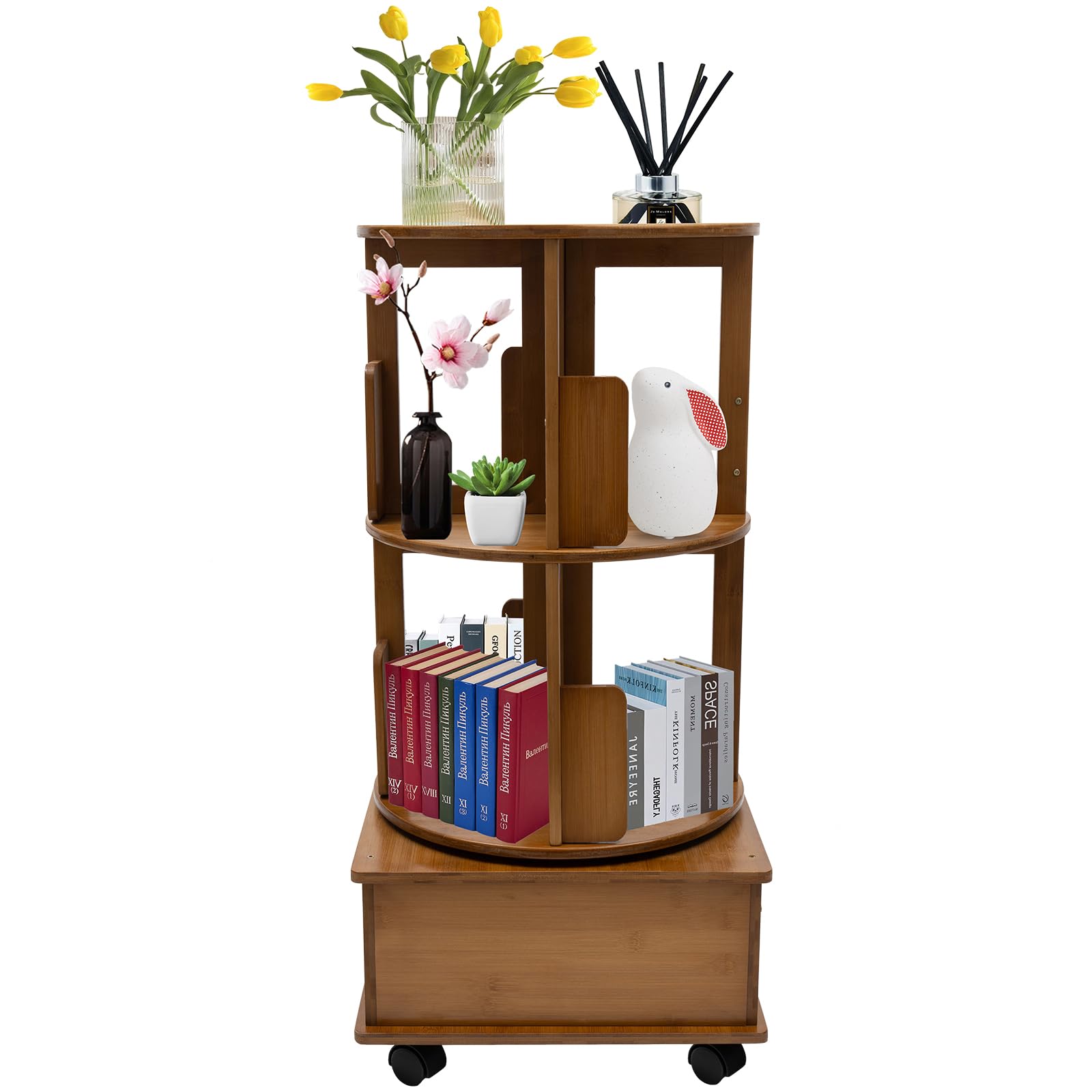 Amazon.com: 360° Rotating End Table with Drawers, Multi Storage Table ...