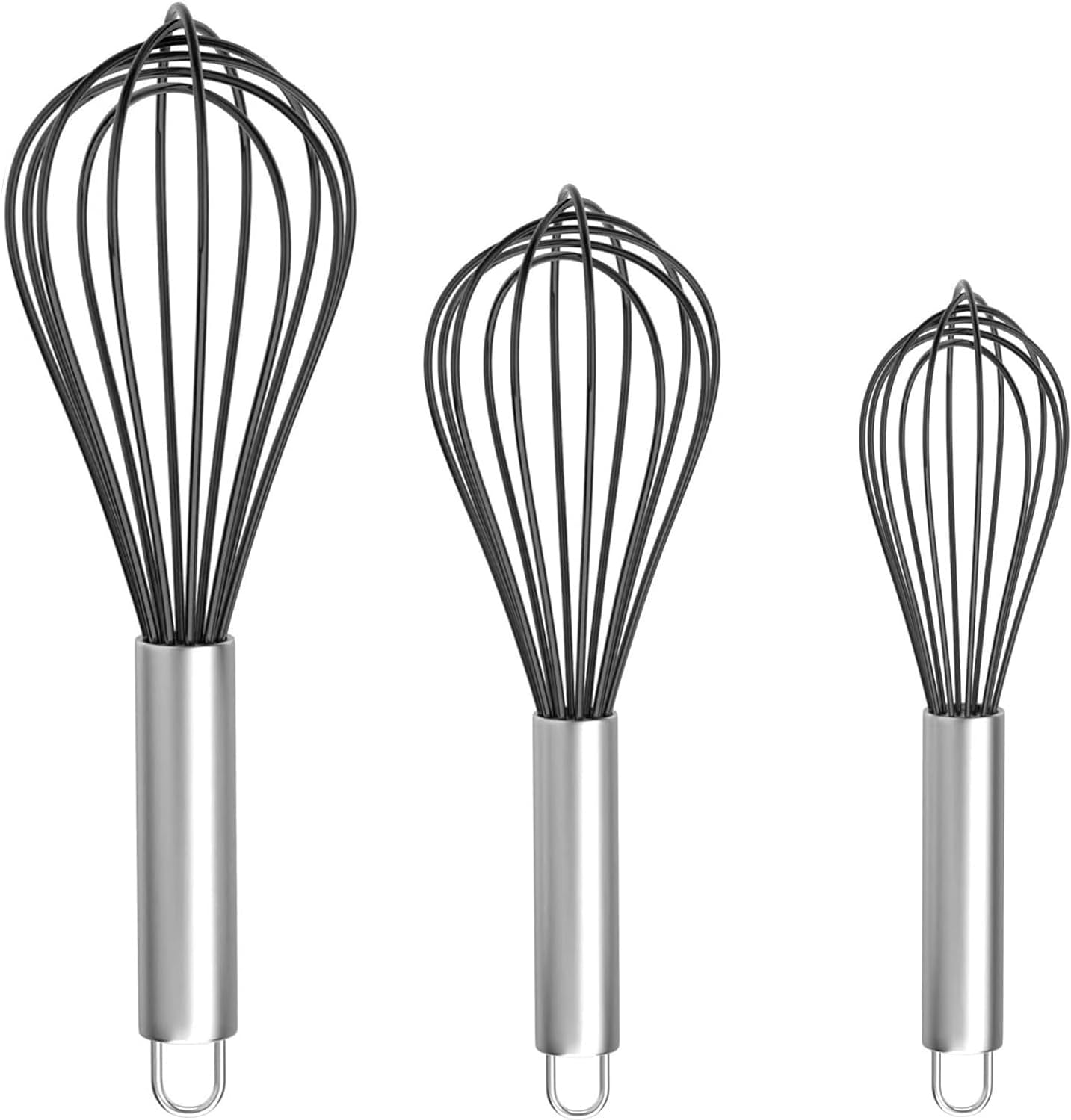 Amazon.com: Silicone Whisk, Stainless Steel Wire Whisk Set - 3 PCS ...