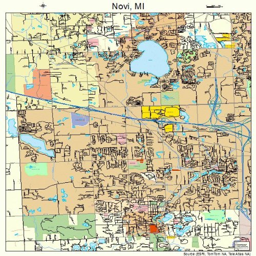 Large Street & Road Map of Novi, Michigan MI - Printed poster size wall ...