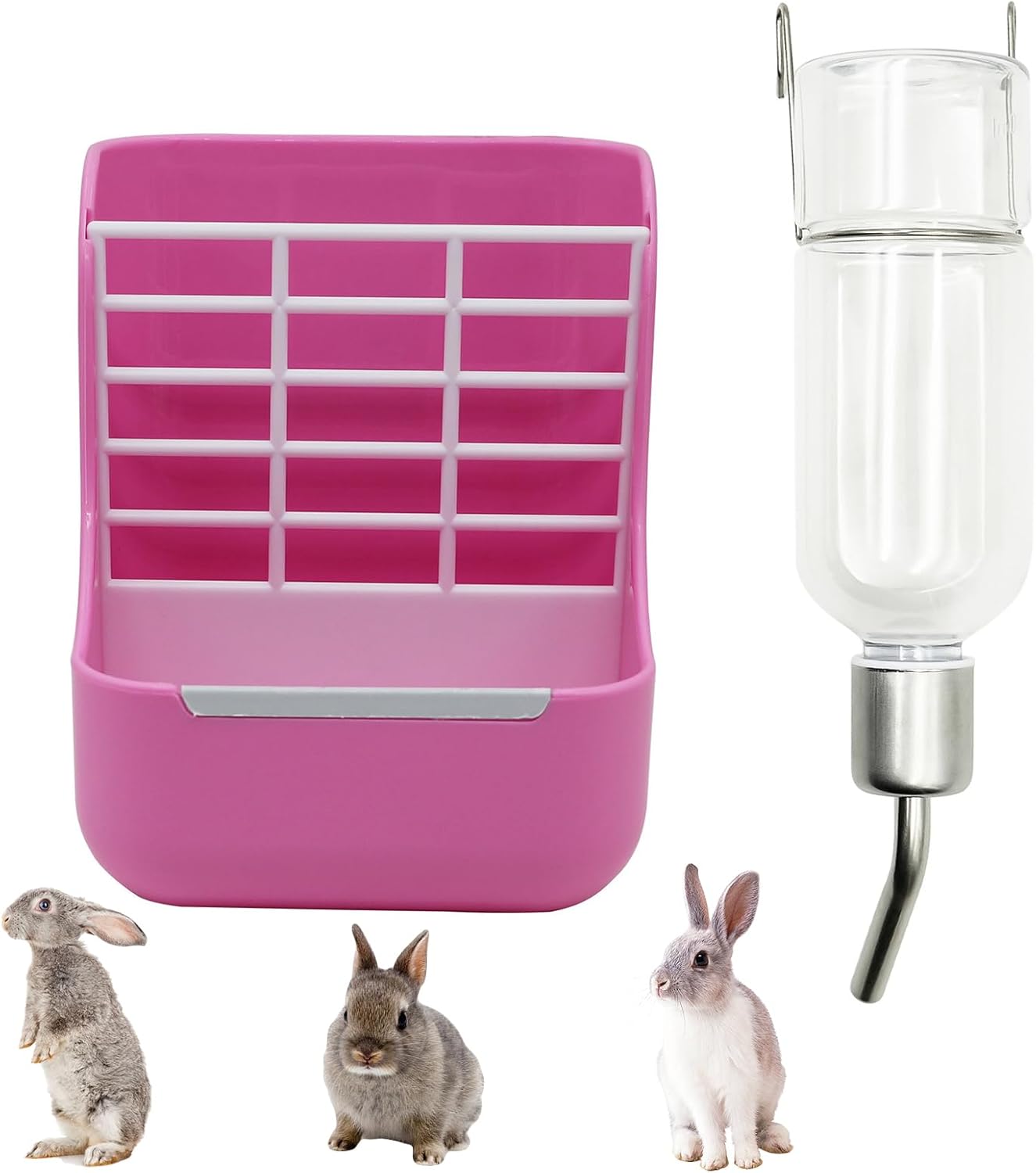 Amazon.com : Pink Rabbit Feeders and Waterers, 180ml Bunny Water ...