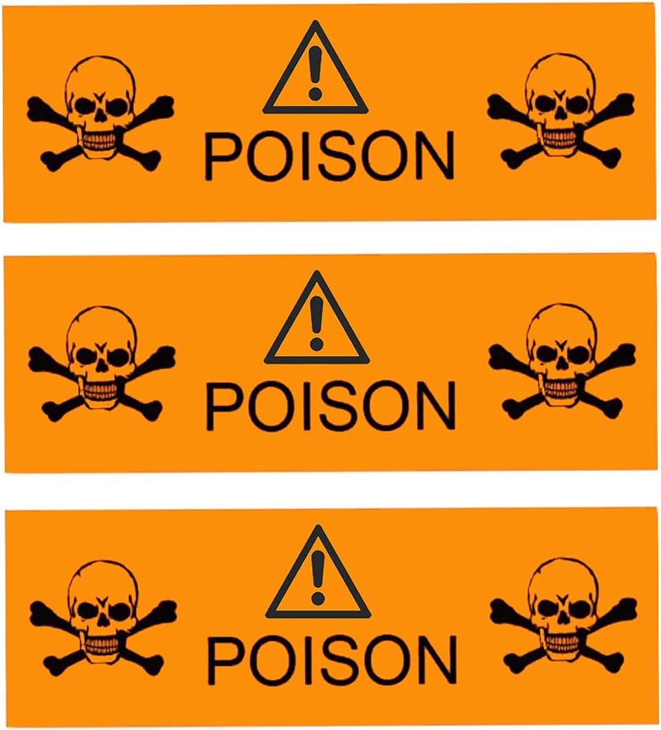 Amazon.com : Danger Poison Stickers Labels,0.5 x 1.5 Inches Fluorescent ...