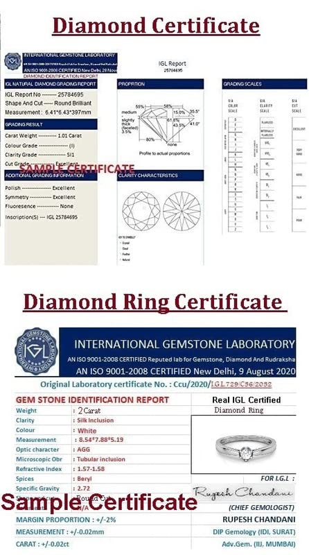 Buy GemsTech 2 Carat Diamond Ring Original Certified Precious Diamond ...