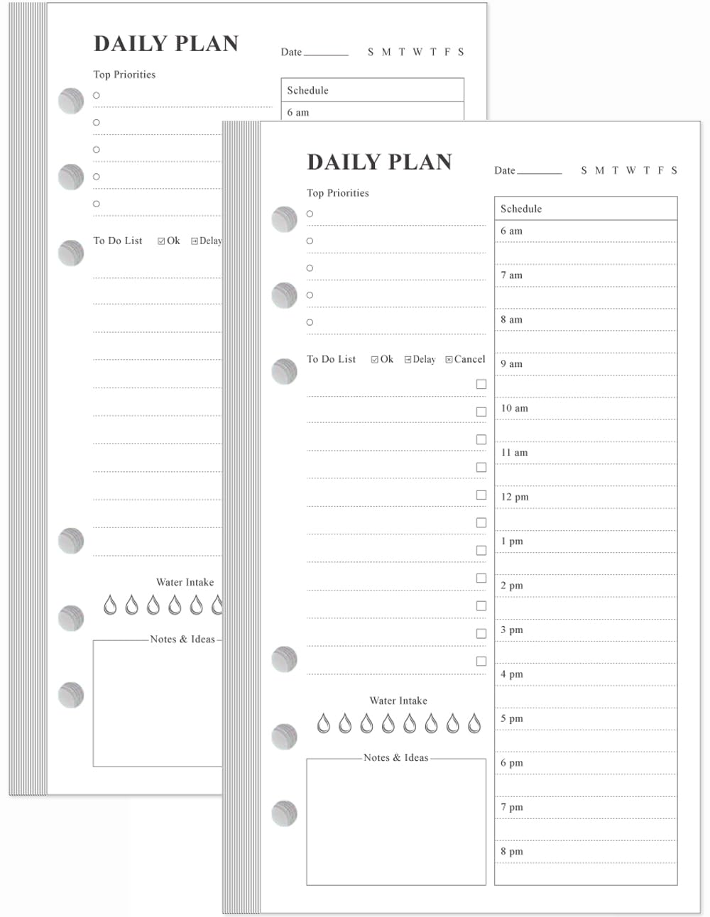 Amazon.com : (2-Pack) A6 Undated Daily Planner Refill - To Do List for ...