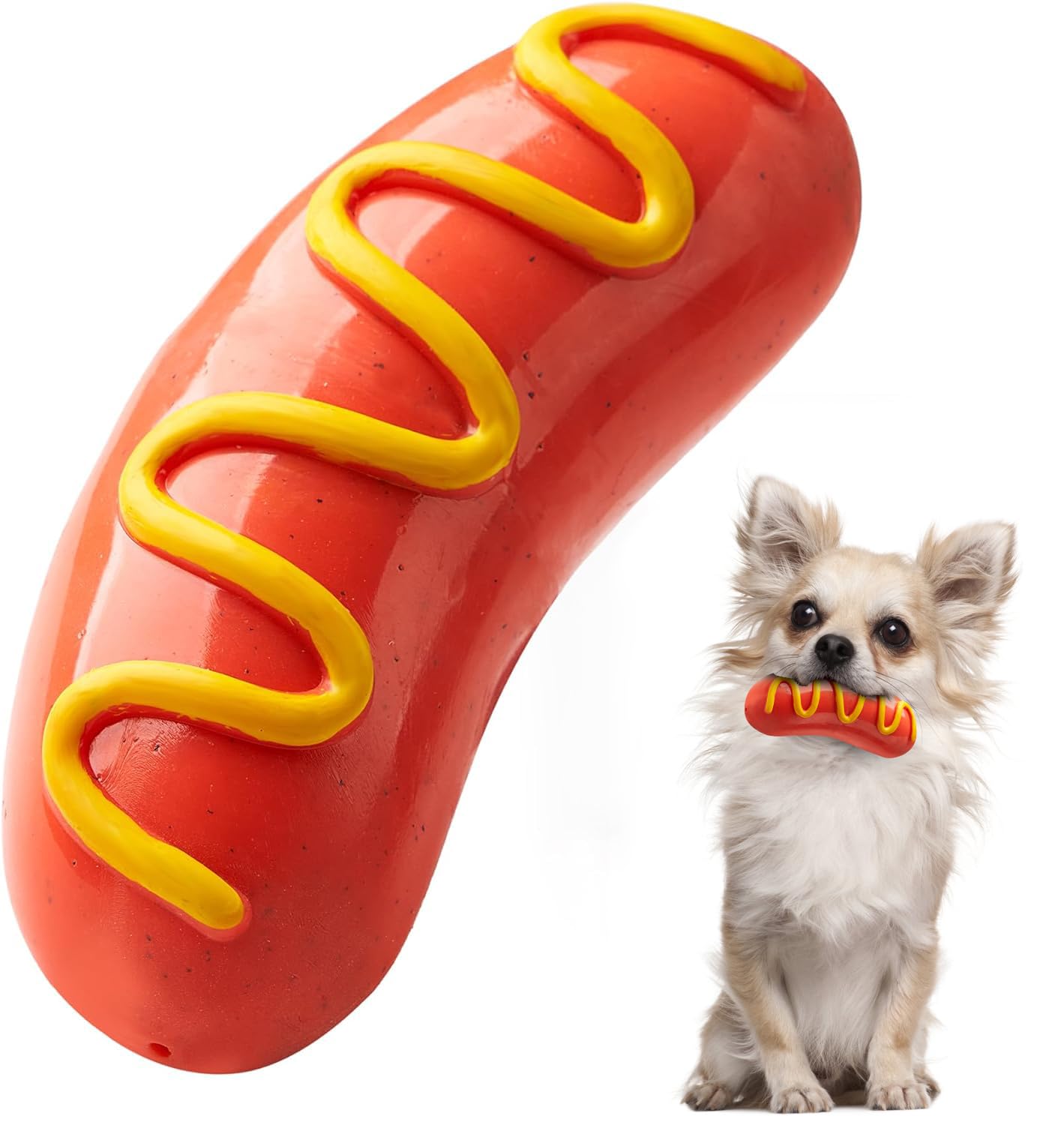 Piuiafey Hot Dog Squeaky Dog Toy - Interactive Rubber Dog Chew Toy for ...