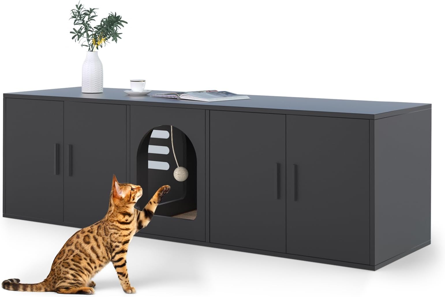 Amazon.com : FACBOTALL 55.1" Cat Litter Box Enclosure, Litter Box ...