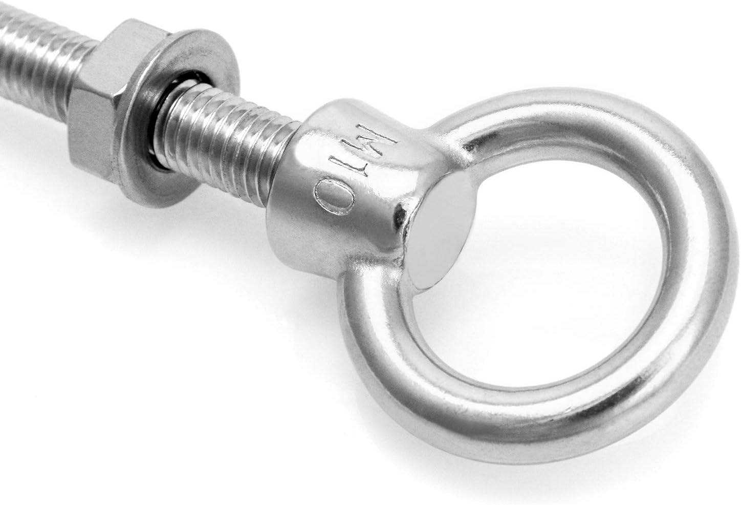 QWORK Threaded Eye Bolts , M10 x 100mm Long Stainless Steel Marine ...