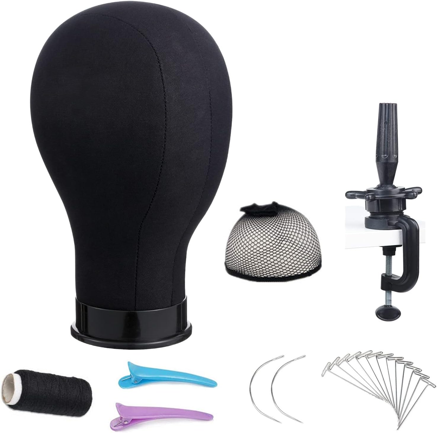 Amazon.com: lucicass Wig Head 22Incn Canvas Block Head Wig Stand with ...