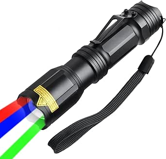 LED Tactical Torch Red Green White Light, Handheld Multi-Color LED ...