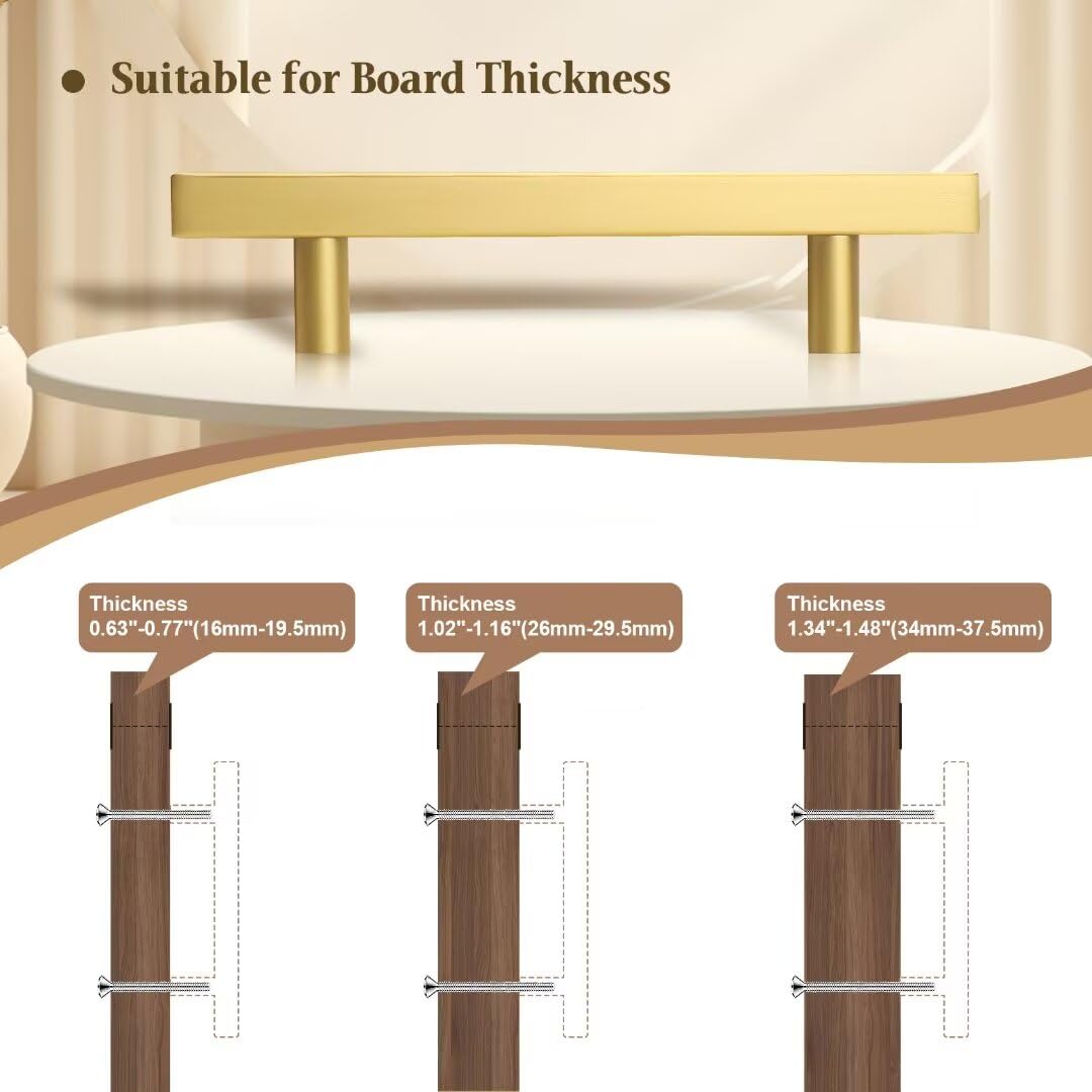 Snapklik.com : Brass Drawer Pulls 5 Inch 20 Pack, Brushed Gold Cabinet ...