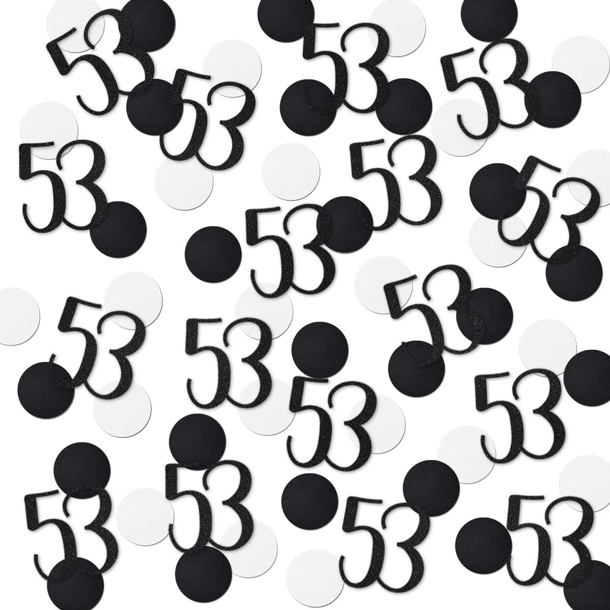 Amazon.com: Black Glitter 53 Confetti, 53rd Birthday Number Confetti ...