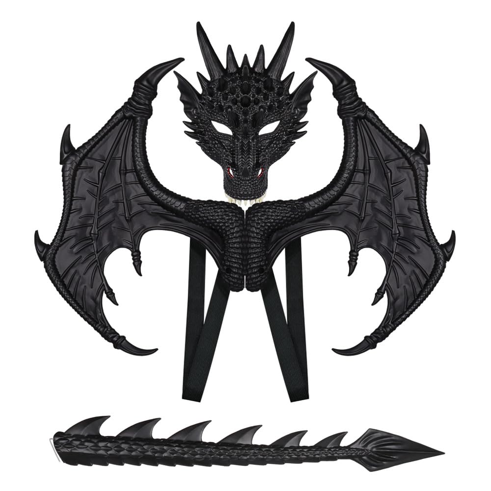 Amazon.com: Himine Dragon Wings Props Cosplay Wing With Tail Mask ...