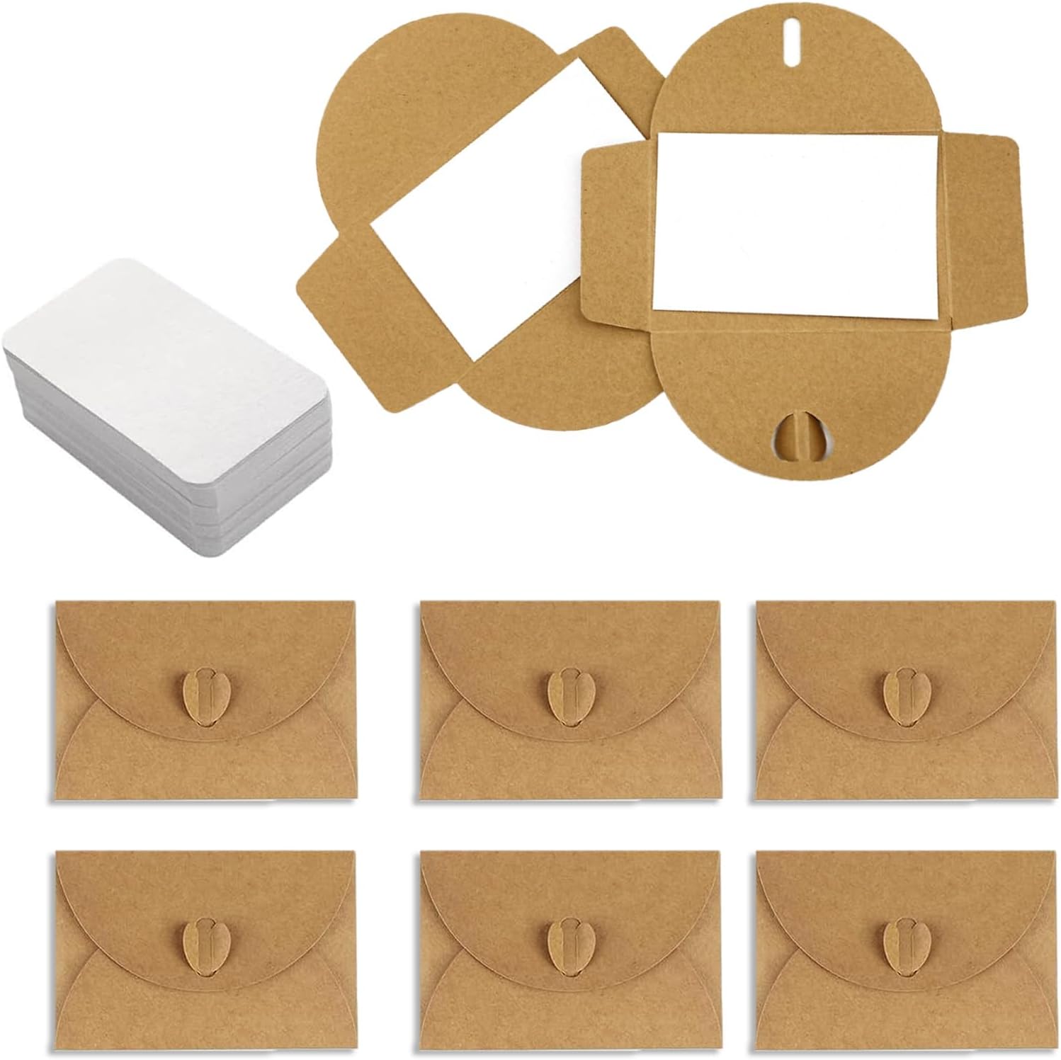 25pcs Kraft Paper Love Buckle Envelopes - Brown Vintage Mini Envelopes ...
