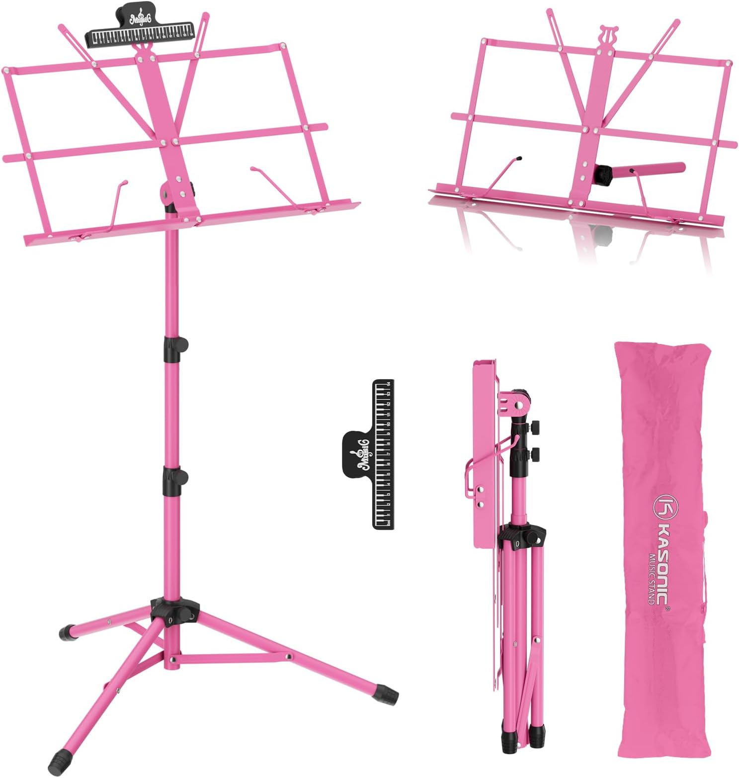 Music Stand, Kasonic 2 in 1 Dual-Use Folding Sheet Music Stand ...