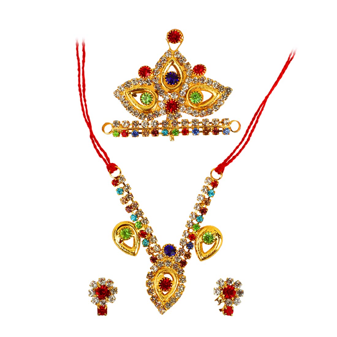 Buy Aditri Creations Devi Maa/Radha Rani/Laddu Gopal Shringar Set Faux Diamond Mukut, Mala ...