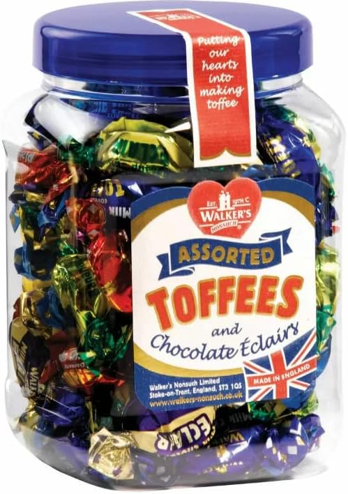 Walker's Nonsuch Assorted Toffees & Chocolate Eclairs Jar 450g : Amazon ...