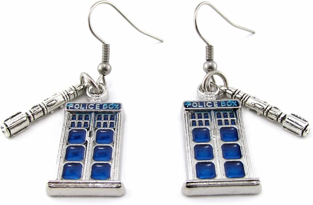 Amazon.com: DR WHO Tardis And Sonic Screwdriver Earrings With Stainless ...