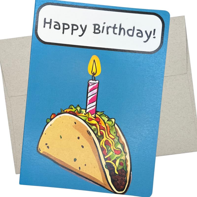 Amazon.com : Whitman and Daughter Funny Taco Birthday Card (1 Premium ...