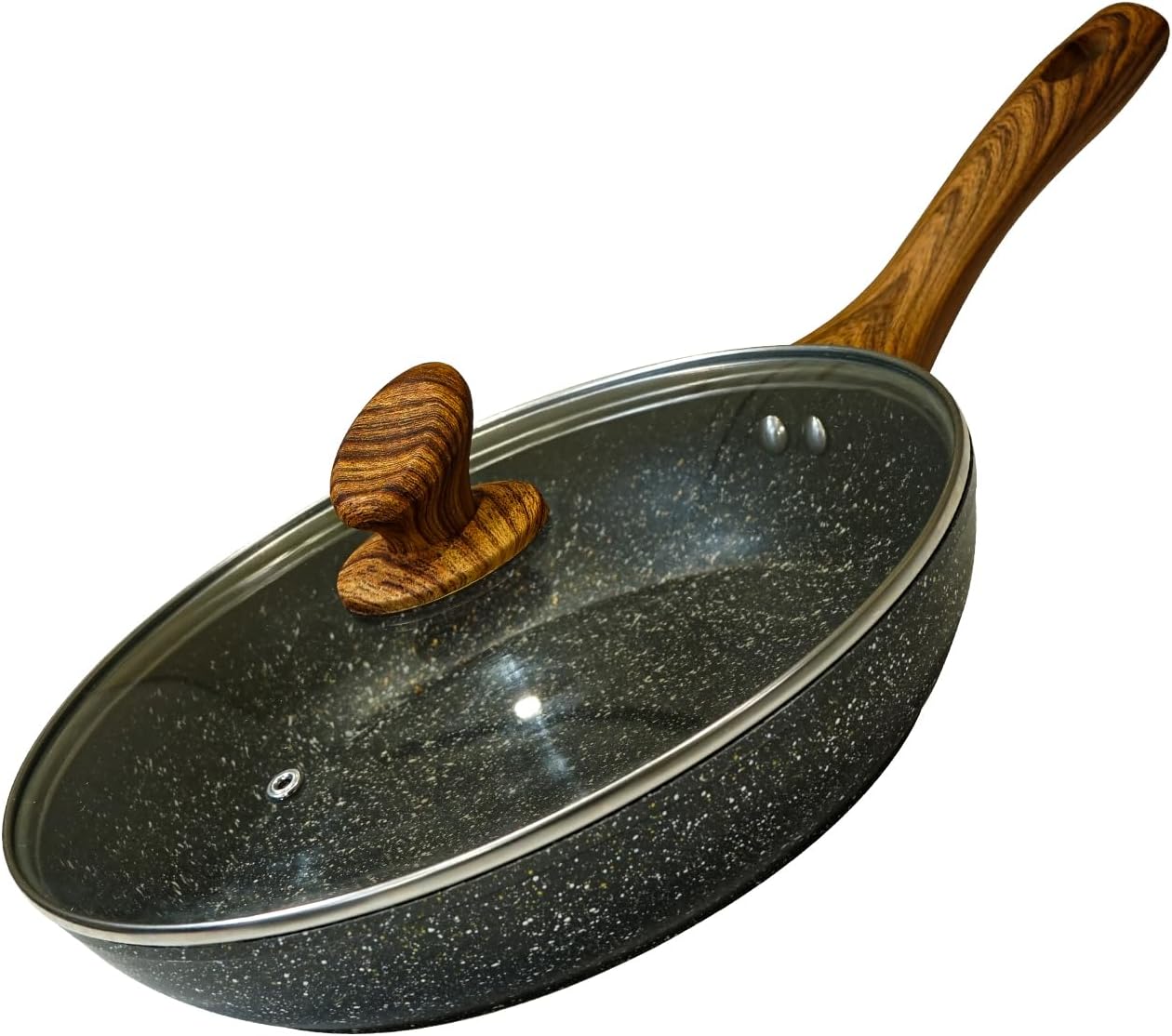 AEX Non-Stick Copper Frying Pan with Wooden Handles | Suitable for ...