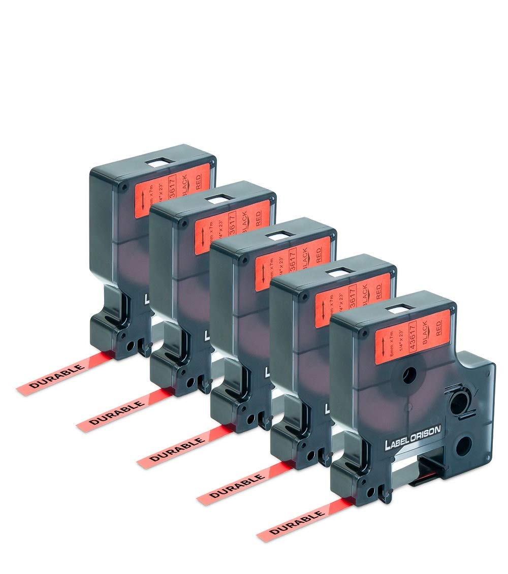 Amazon.com : 5PK D1 Labeling Tape 43617 Black on Red Compatible with ...
