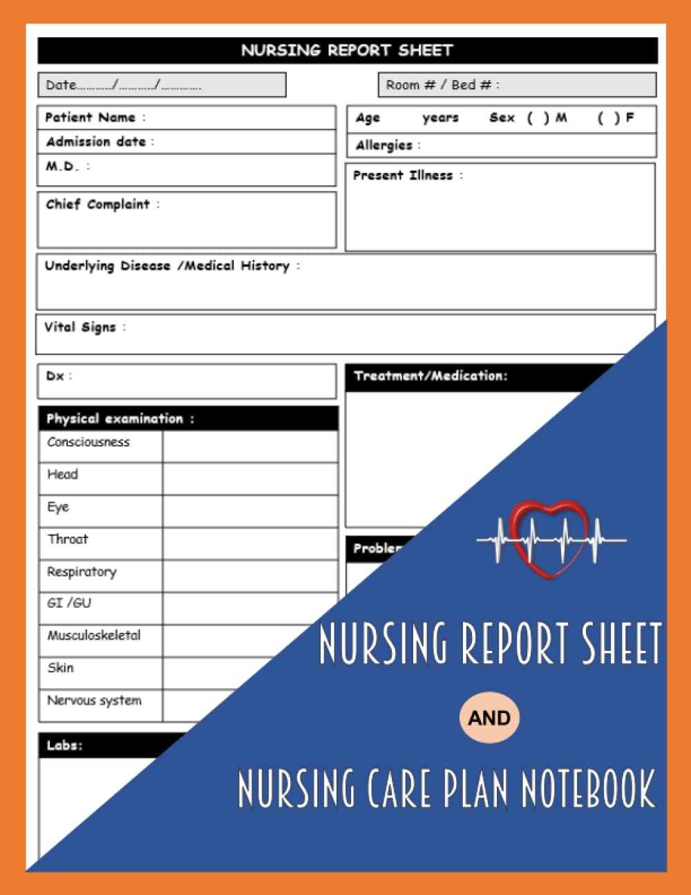 Nursing Report Sheet and Nursing Care Plan Notebook: Nurse Assessment ...