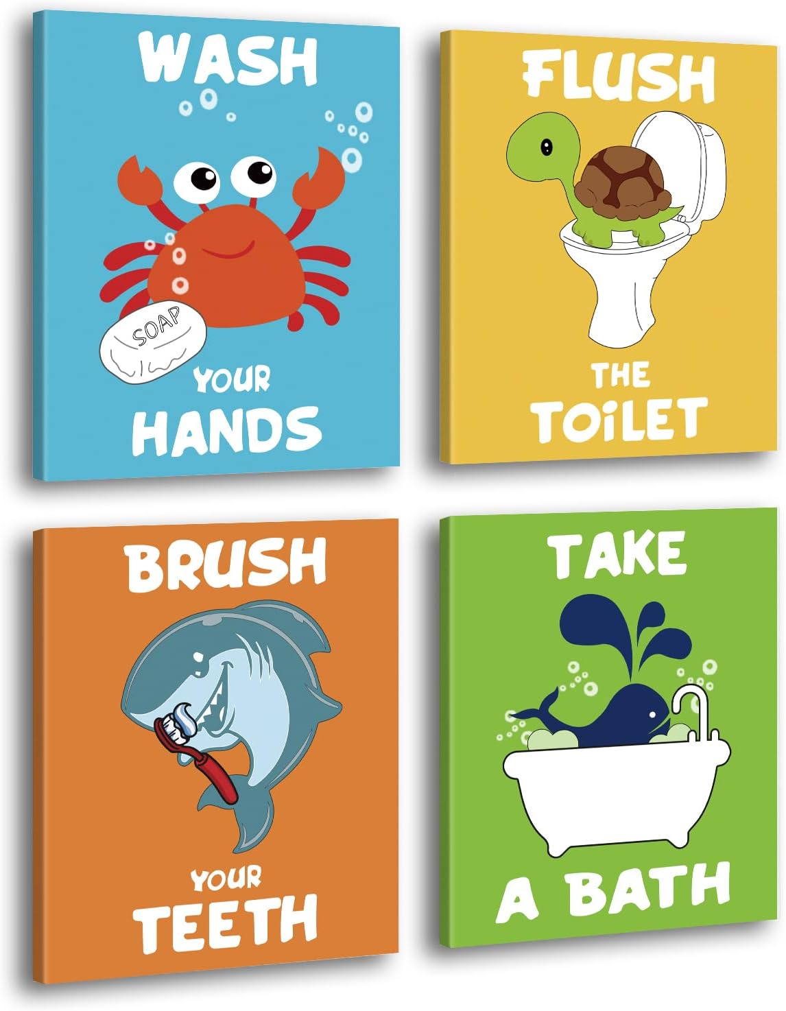 Amazon.com: NIIORE Kids Bathroom Wall Art Prints, Bathroom Decor Canvas ...