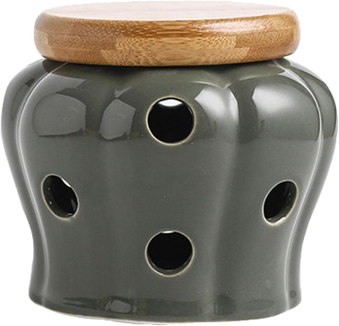 Mootoegeearcea Ceramic Garlic Keeper Garlic Jars Vented with Lid Garlic ...