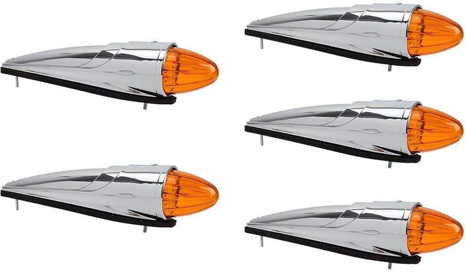 Amazon.com: NPAUTO 5pcs Amber Torpedo Cab Marker Lights Chrome 17 LED ...