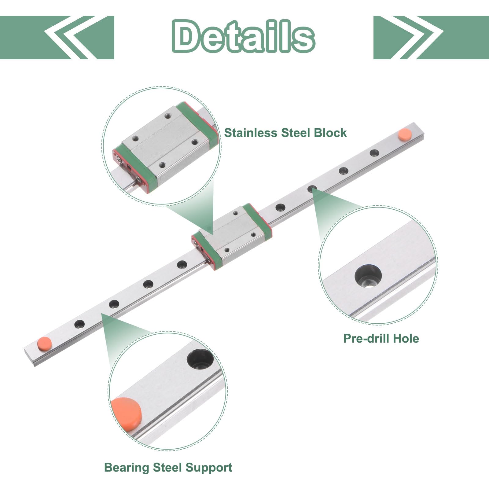 Snapklik.com : Uxcell MGN12H 300mm Linear Rail Guide, Bearing Steel ...