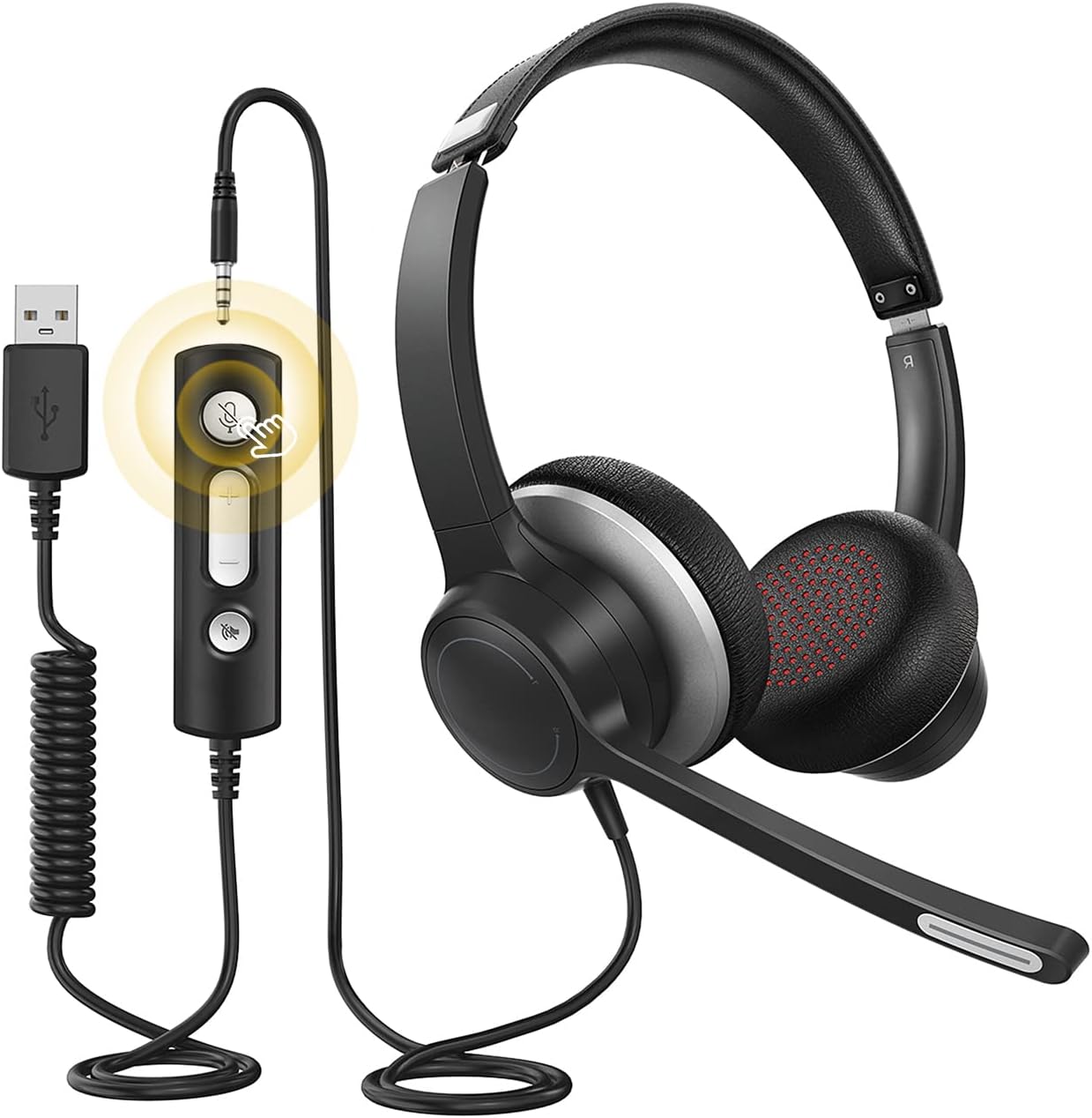 Amazon.com: 3.5 MM & USB Headset with Microphone, Noise Canceling ...