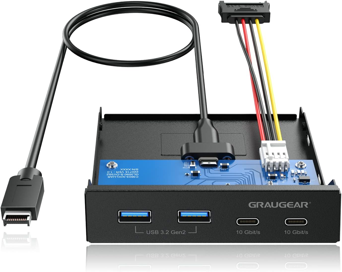 GRAUGEAR 3.5 Inch Front Panel Hub, 3.5" Internal Multi USB Slots of 2 ...